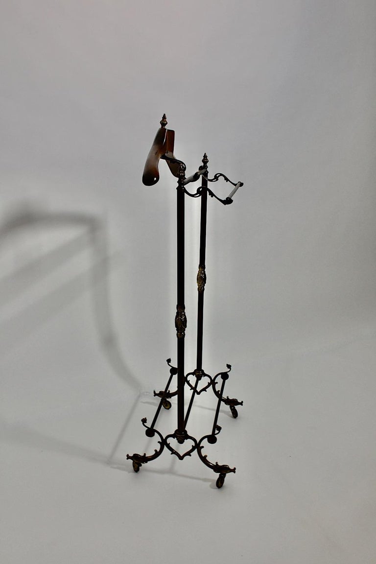 Baroque Revival Vintage Brass Walnut Valet Coat Rack circa 1890 United ...