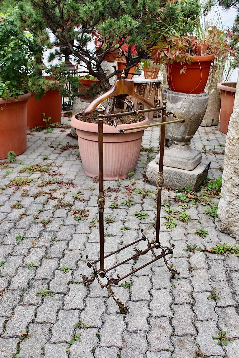 Baroque Revival Vintage Brass Walnut Valet Coat Rack circa 1890 United ...