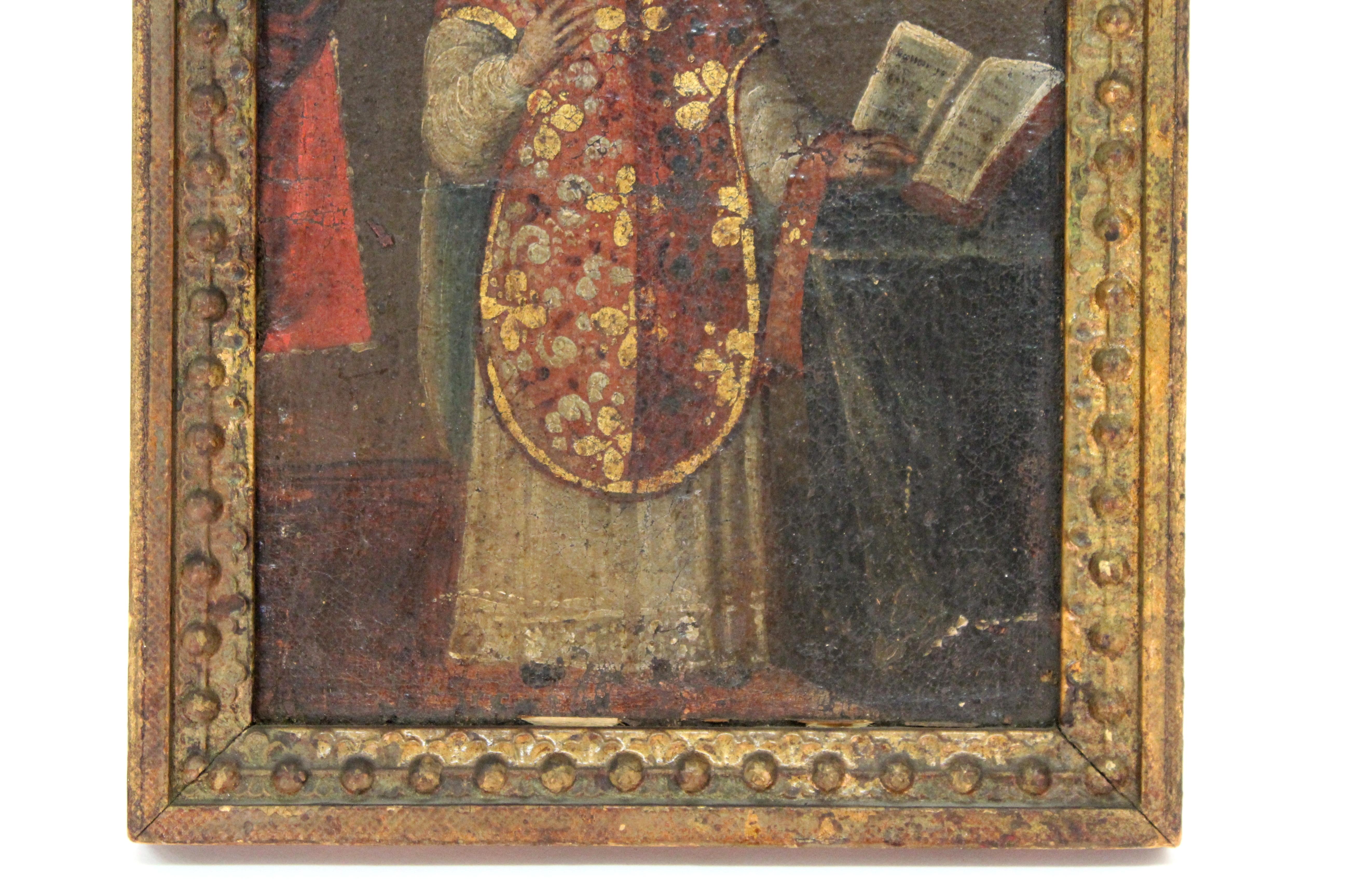 Baroque South American Oil on Canvas on Panel Portrait of Saint Ignacio ...