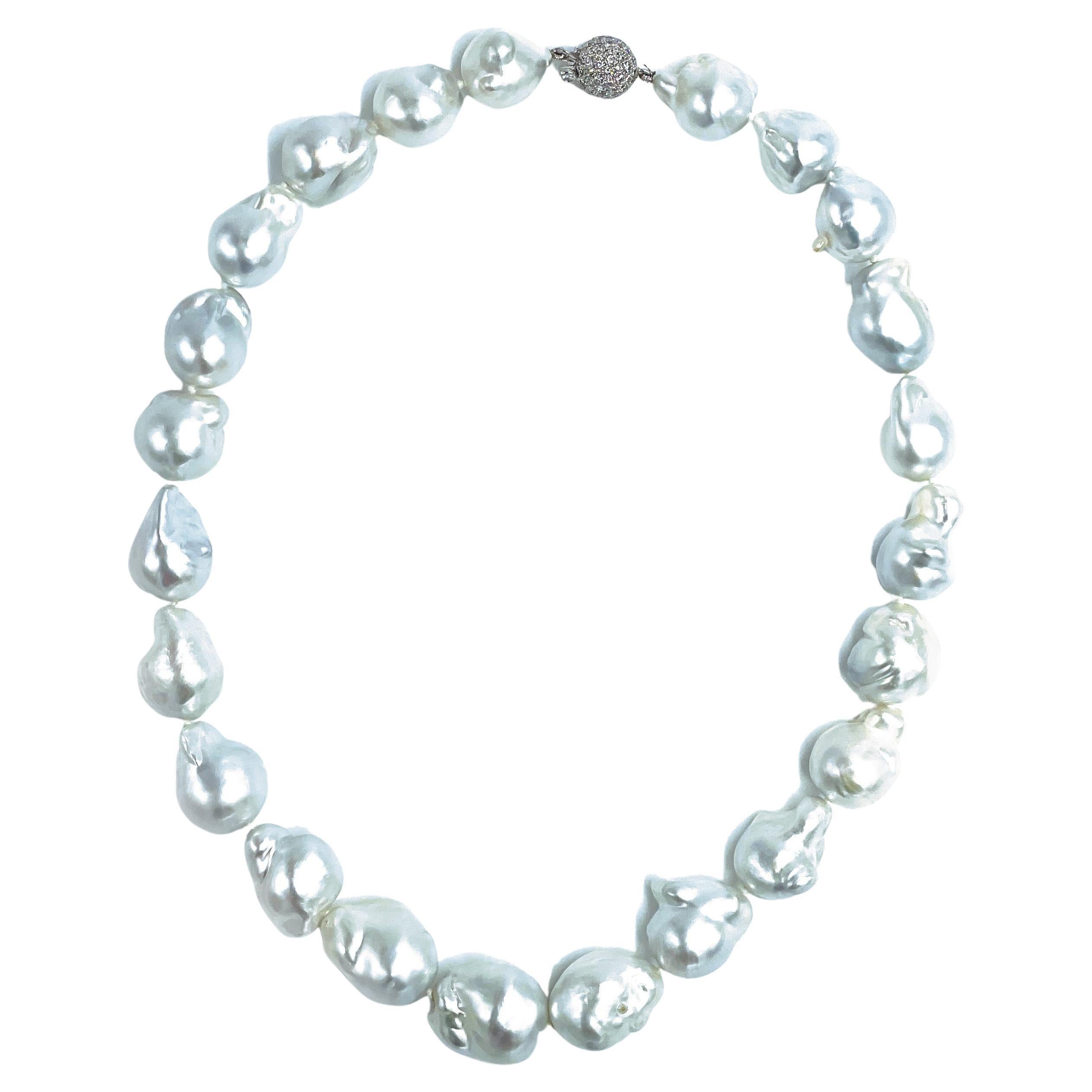 Contemporary Baroque Pearl Necklace With Diamond Gold Clasp For Sale At 1stdibs Pearl