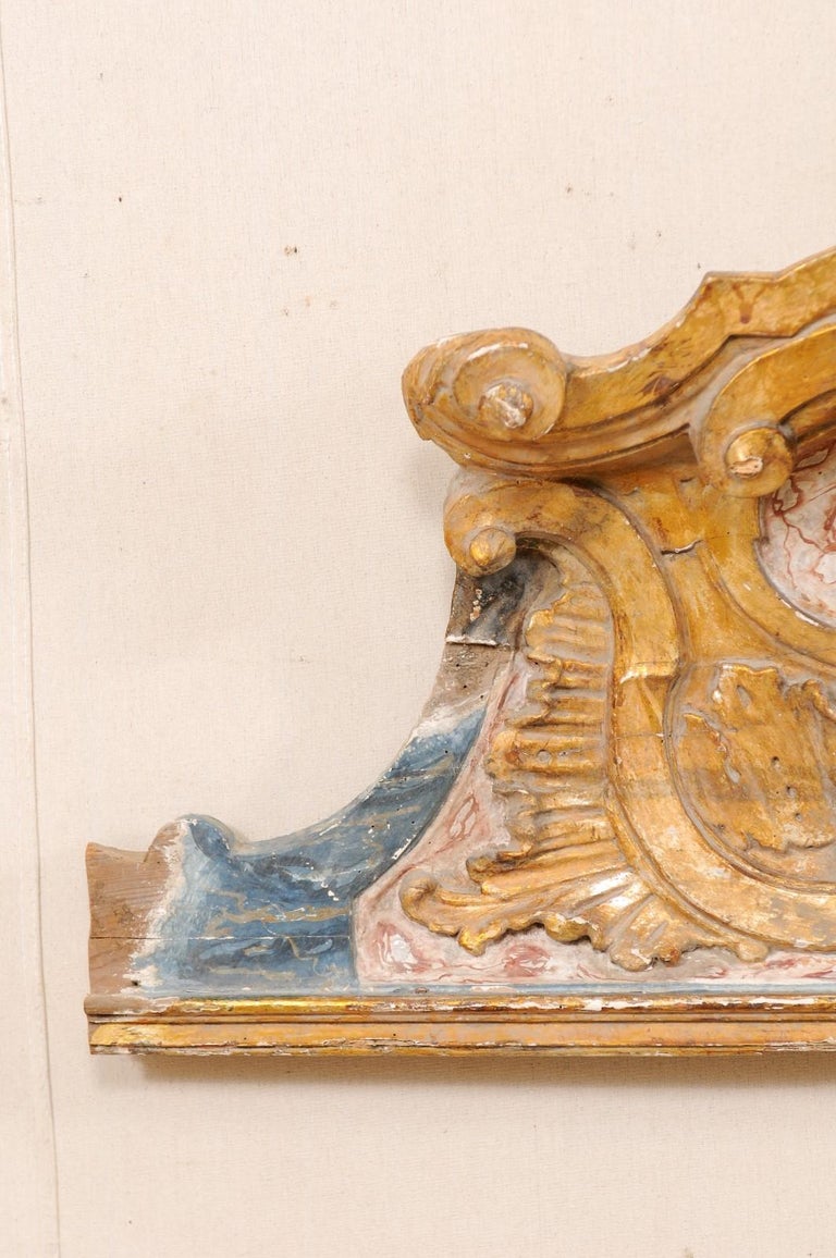 Baroque Style 19th Century Italian Carved, Painted and Gilded Pediment ...