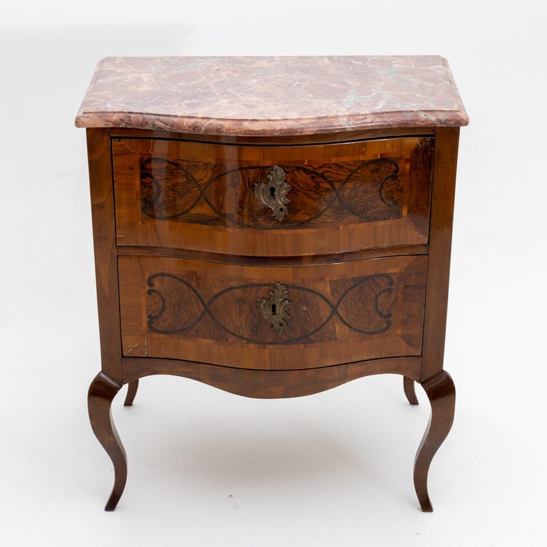 Baroque-Style Chest of Drawers with Marble Top, Walnut, Germany, 19th ...