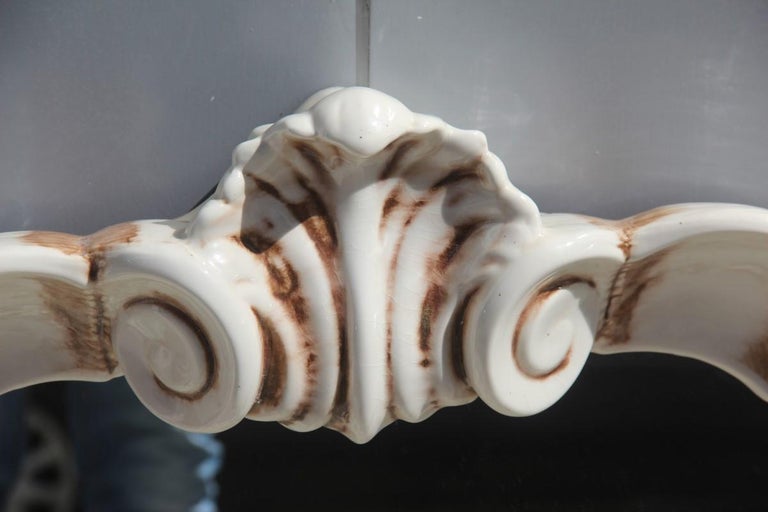 Baroque Style Decorative Ceramic Mirror with Shell White Brown Shades ...