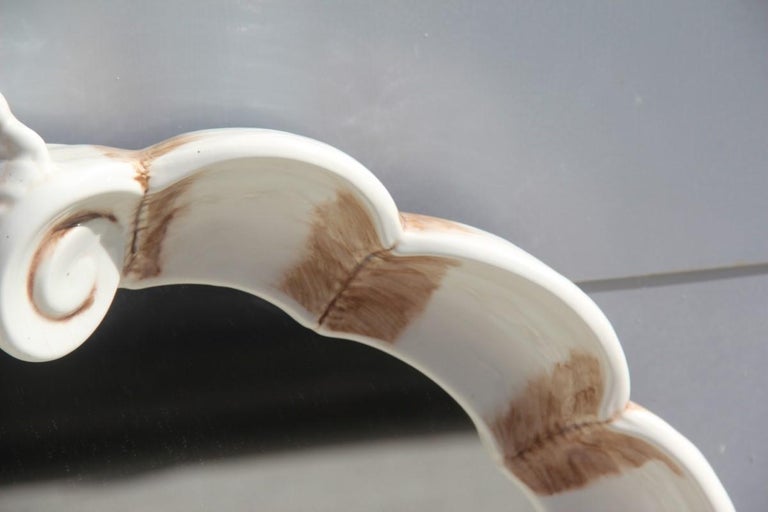 Baroque Style Decorative Ceramic Mirror with Shell White Brown Shades ...