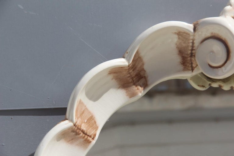 Baroque Style Decorative Ceramic Mirror with Shell White Brown Shades ...