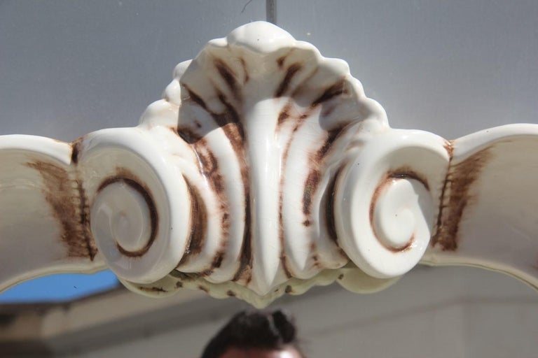 Baroque Style Decorative Ceramic Mirror with Shell White Brown Shades ...