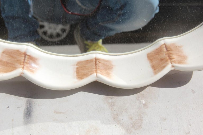 Baroque Style Decorative Ceramic Mirror with Shell White Brown Shades ...