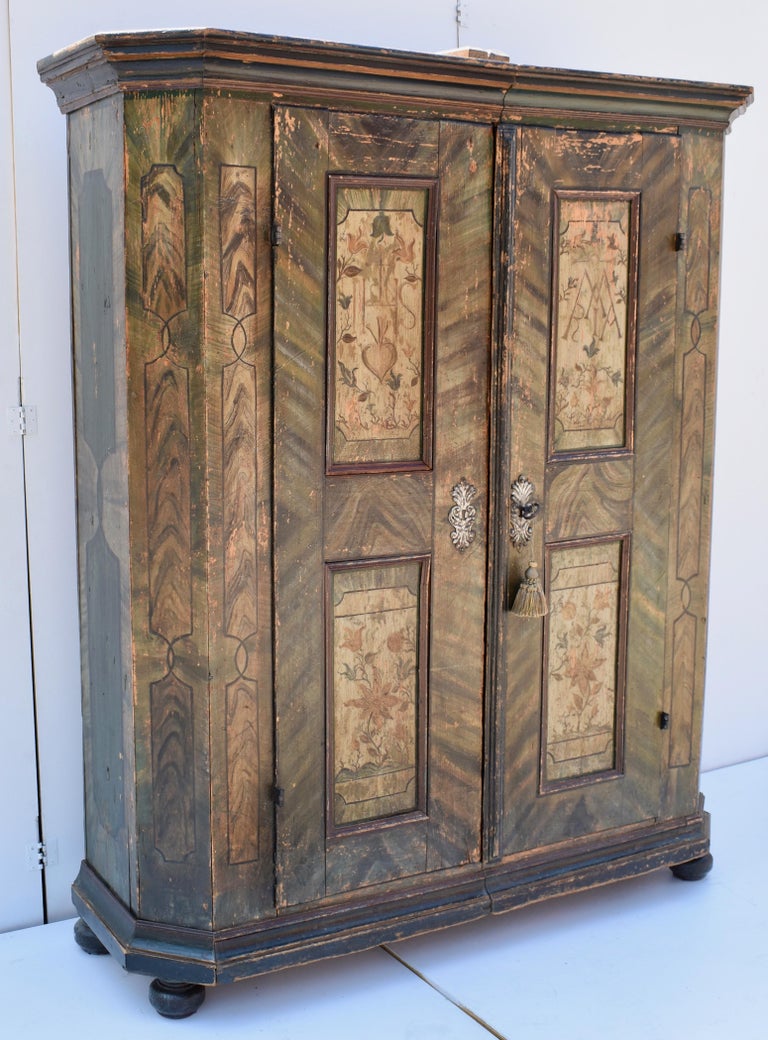 Baroque Style Pine Armoire in Original Decorative Paint at 1stDibs ...
