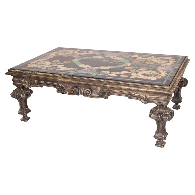 Table basse de style baroque décorée de Scagliola avec plateau en ...