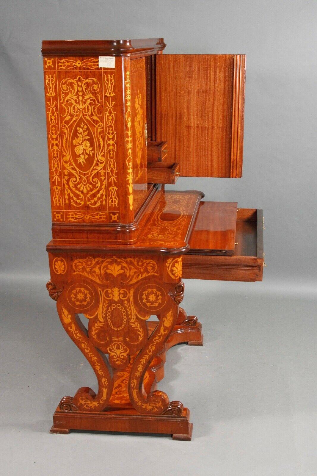 Antique Baroque Style Top Desk Fully Inlaid For Sale at 1stDibs