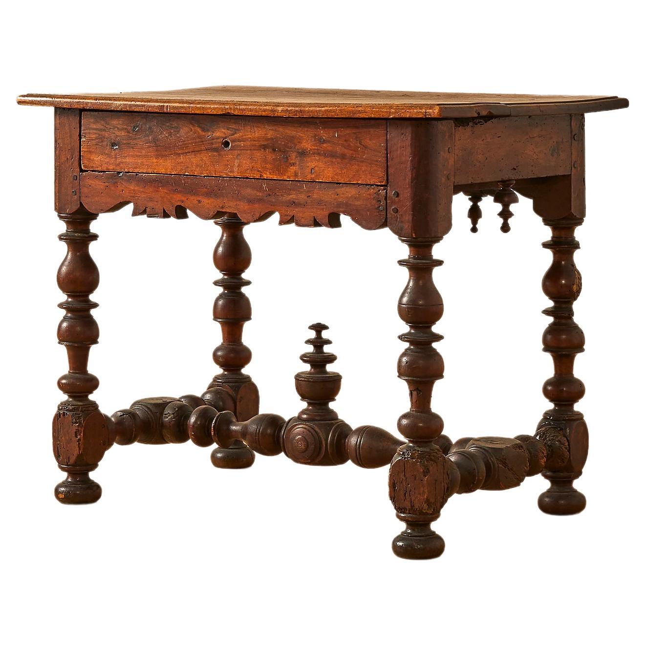 Table, Sidetable, Walnut, Spanish, Baroque, Ironwork, 1 1/2 Inch Thick ...