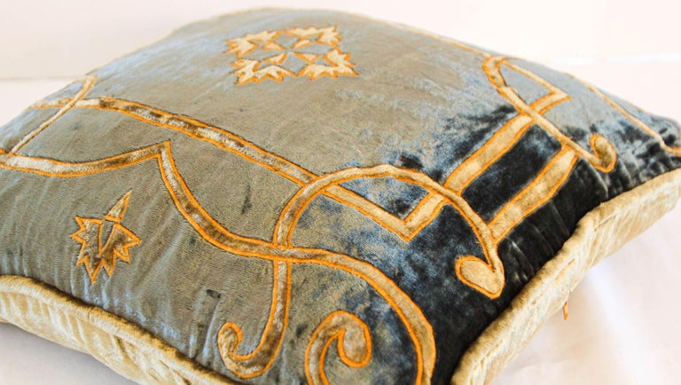 Baroque Venetian Style, Red and Gold Velvet Pillow, Elaborate Applique ...