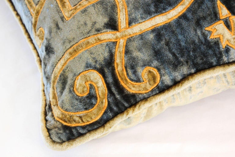 Baroque Venetian Style, Red and Gold Velvet Pillow, Elaborate Applique ...