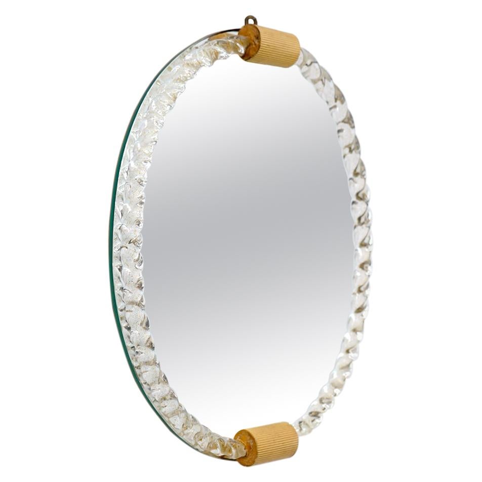 1950s French Max Ingrand Inspired Scalloped Oval Mirror For Sale at 1stDibs