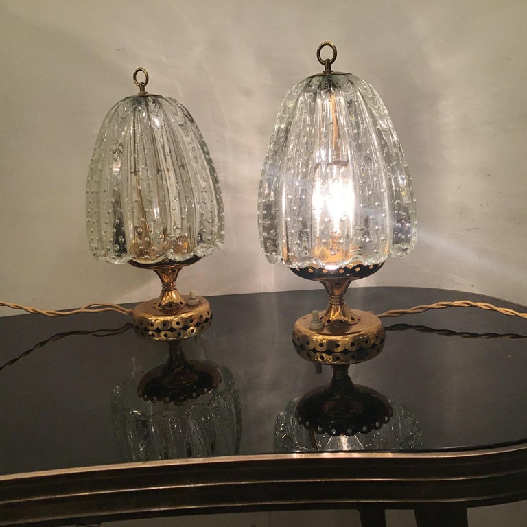 Barovier e Toso Table Lamps Brass Murano Glass 1940 Italy For Sale at ...