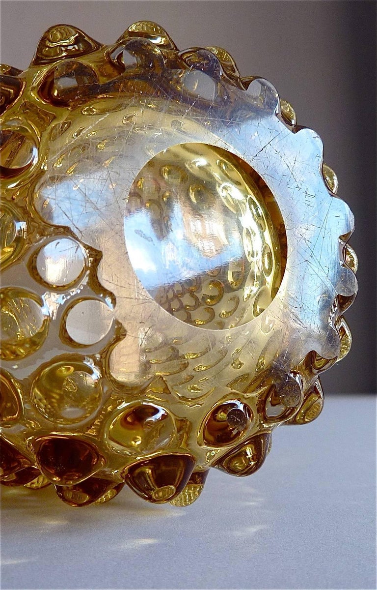 Barovier Seguso and Ferro Murano Art Glass Vase Honey Yellow Amber ...
