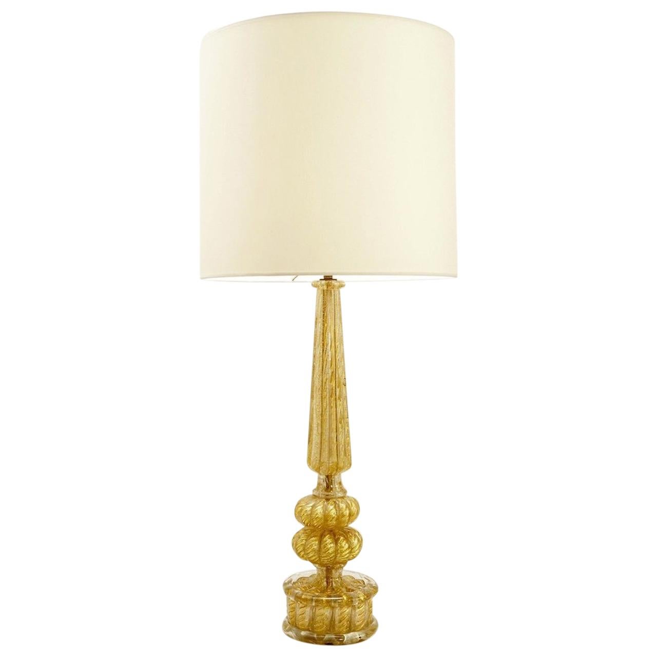 Murano Cordonato D'Oro Fluted Glass Table Lamp For Sale at 1stDibs