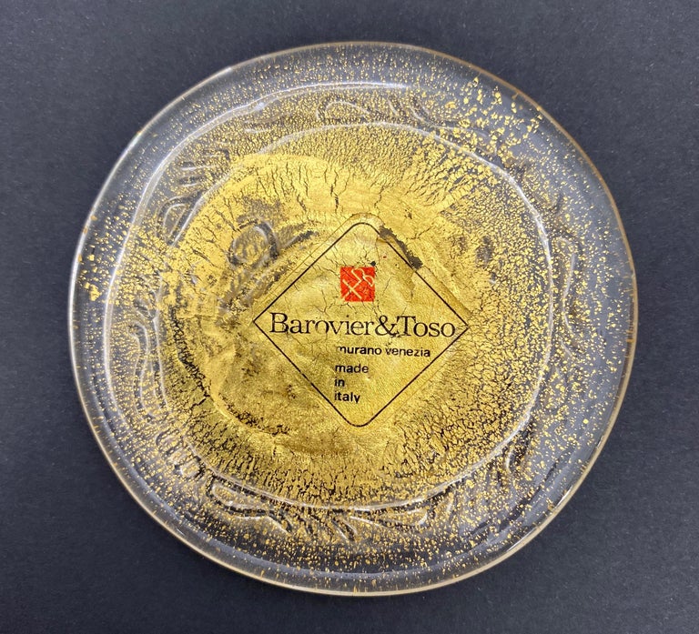 Barovier and Toso Medal Paperweight, Golden and Silver Murano Glass ...
