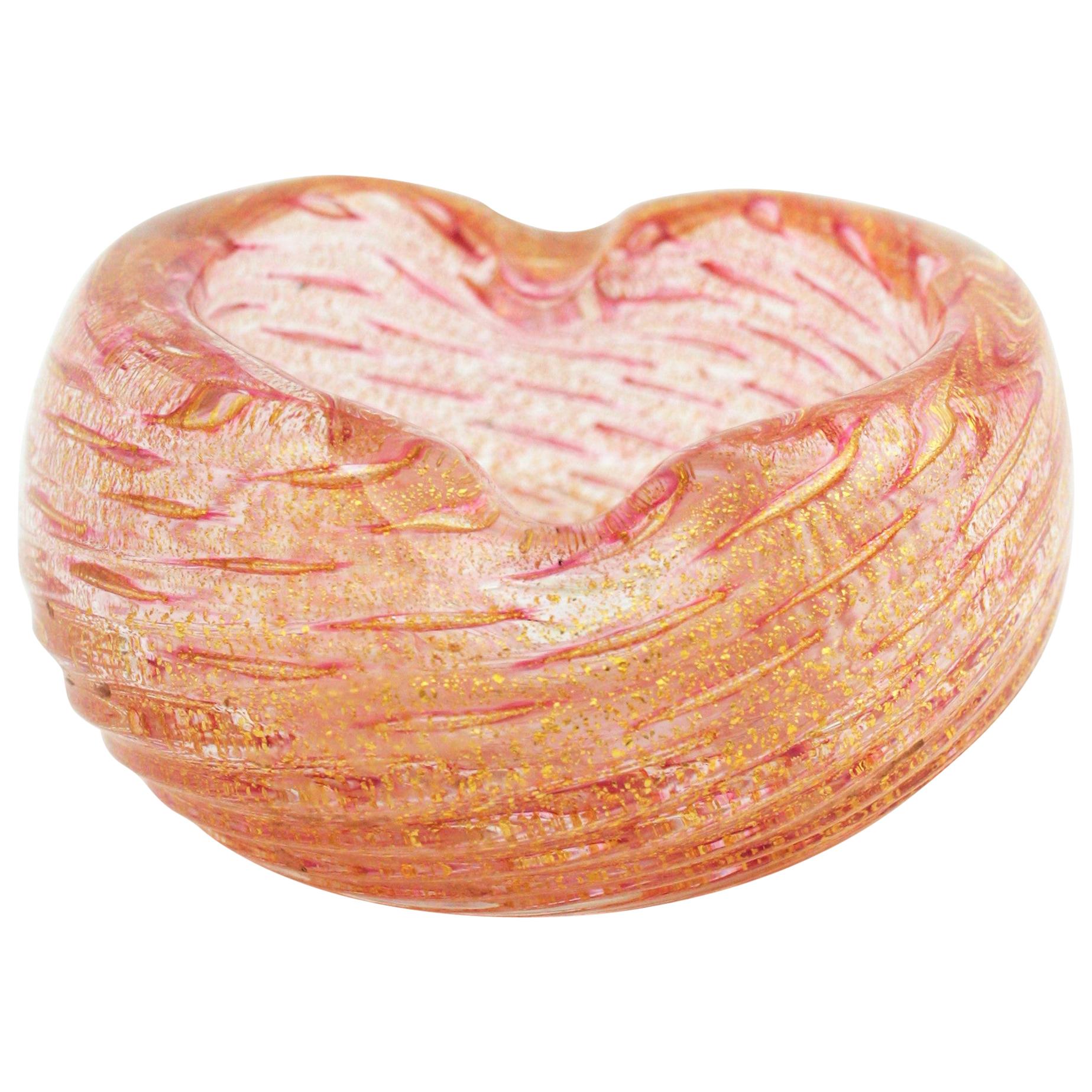 Barovier Toso Murano Rosa Vortice Oro Fiocchi Ciotola o Posacenere in ...