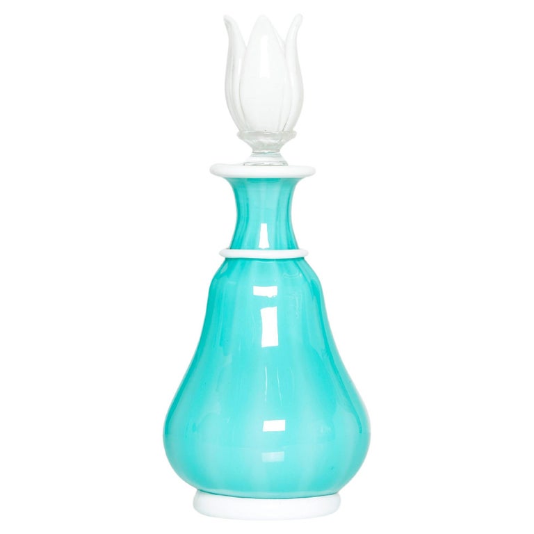 Barovier and Toso Opal Turquoise Glass Bottle Flacone with Stopper ...