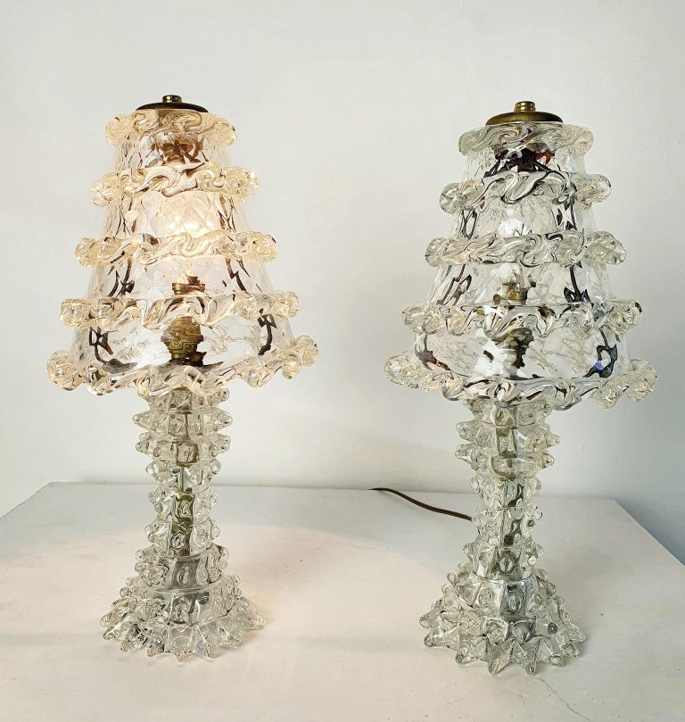 Pair of Barovier and Toso Rostrato Table Lamps For Sale at 1stDibs