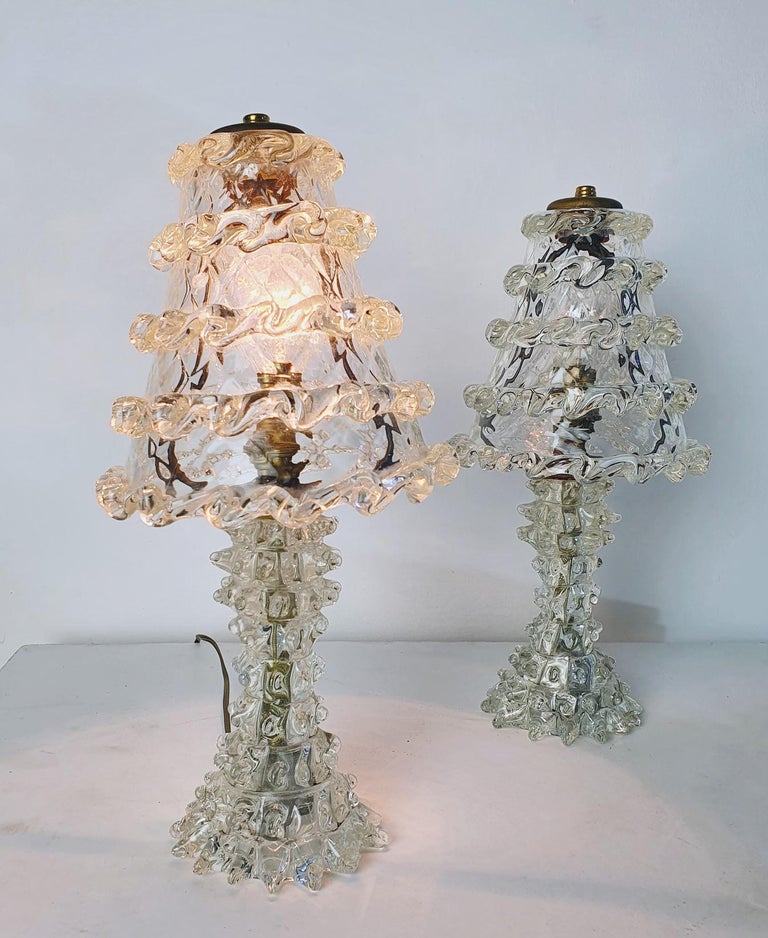 Pair of Barovier and Toso Rostrato Table Lamps at 1stDibs