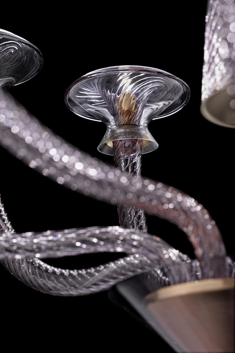 Barovier&Toso Vertigo 09 Chandelier with Periwinkle Glass and Gold ...