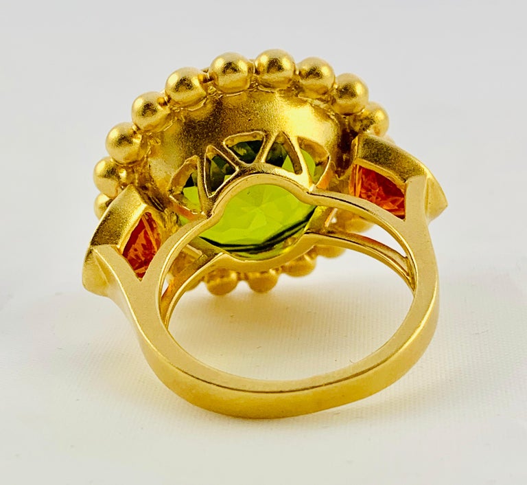 Barry Brinker 18 Karat Yellow Gold, Peridot and Sapphire Ladies Ring at ...