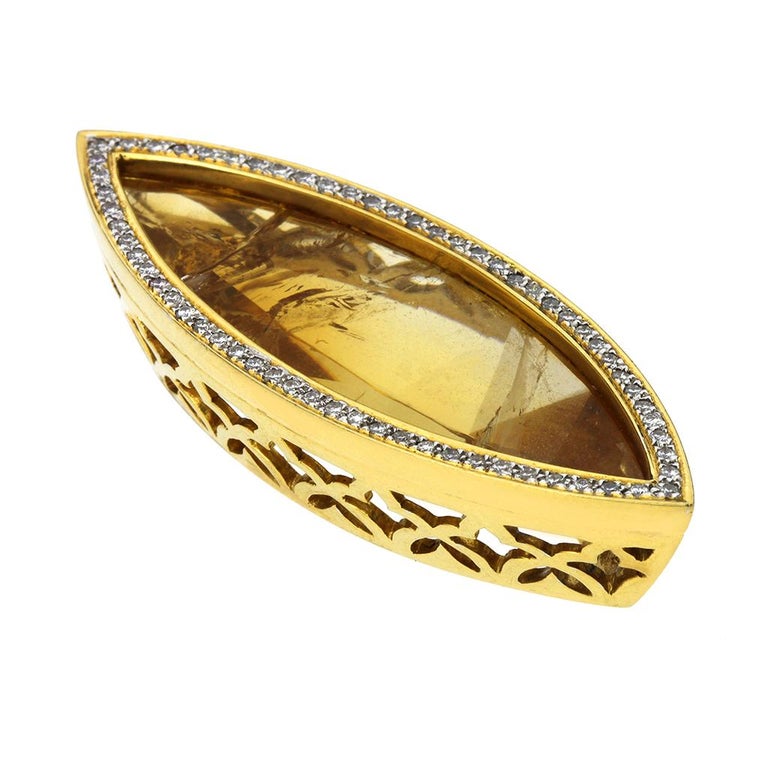 Barry Brinker 26.12 Carat Fantasy Cut Citrine 18K Pendant For Sale at ...