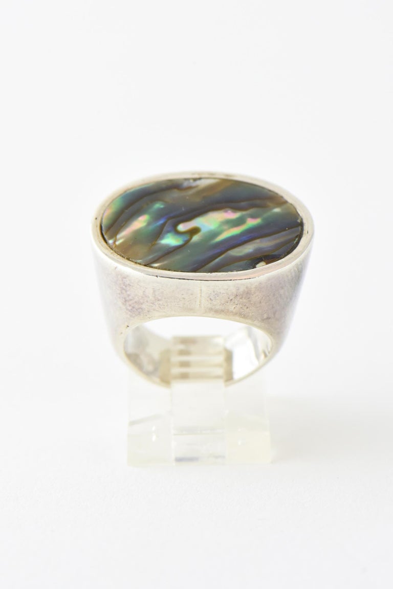 Barry Brinker Abalone Shell Sterling Silver Ring For Sale at 1stDibs