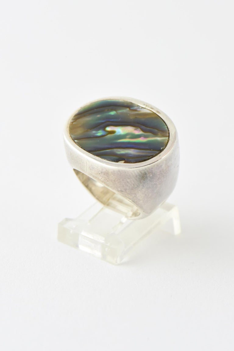 Barry Brinker Abalone Shell Sterling Silver Ring For Sale at 1stDibs