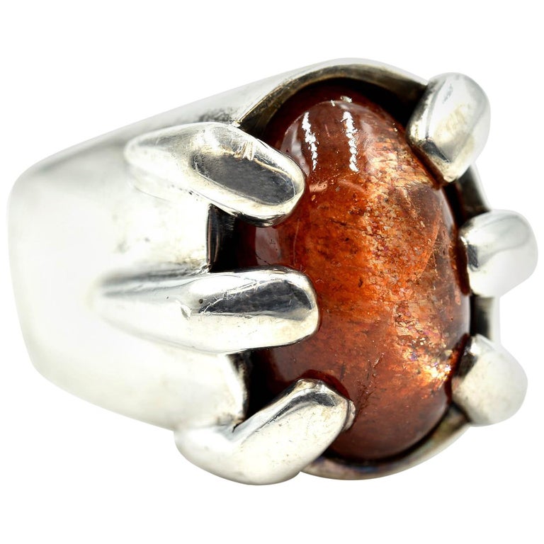 Barry Brinker Sterling Silver Hematite in Quartz Ring at 1stDibs