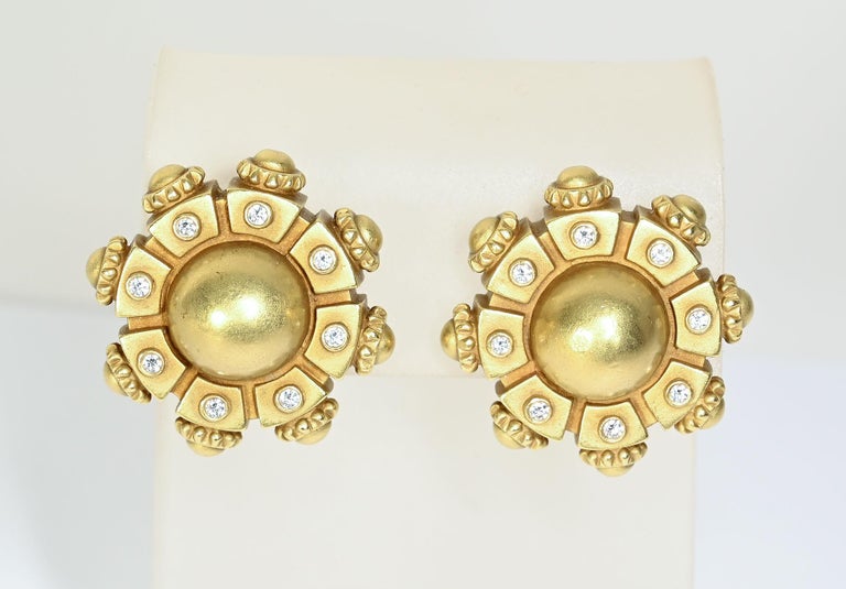 Barry Kieselstein Cord Gold and Diamond Earrings For Sale at 1stDibs