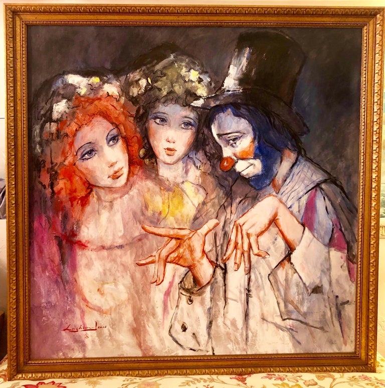 Barry Leighton-Jones - Large Vibrant Clown with Maidens Expressionist ...
