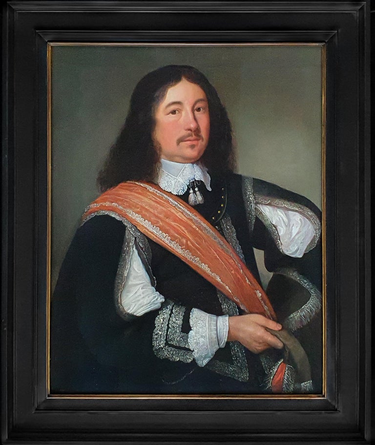 Portrait Gentleman Black Slashed Doublet and Orange Sash Dutch Oil on ...