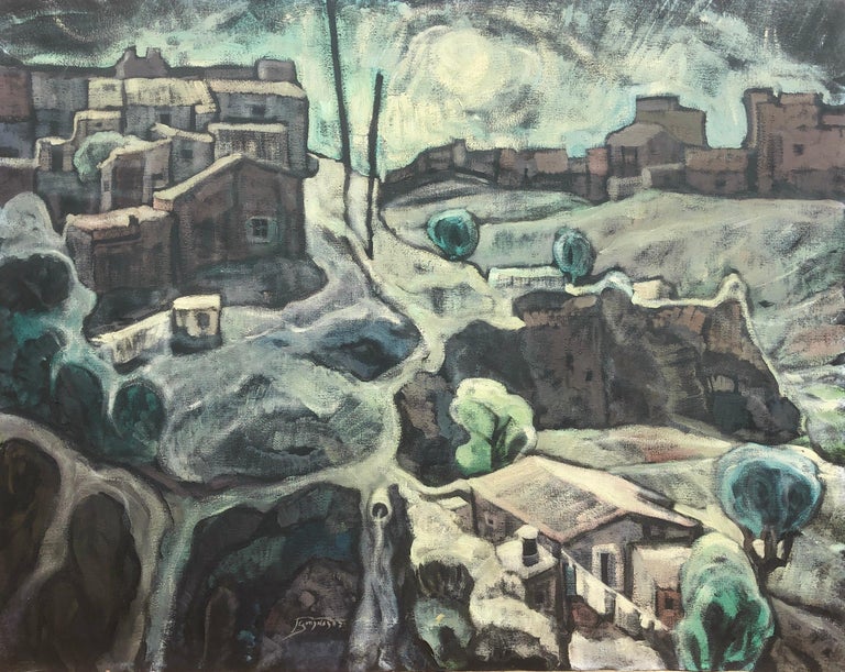 Bartolome Gonzalez Bleda - Snowy landscape oil on canvas painting ...