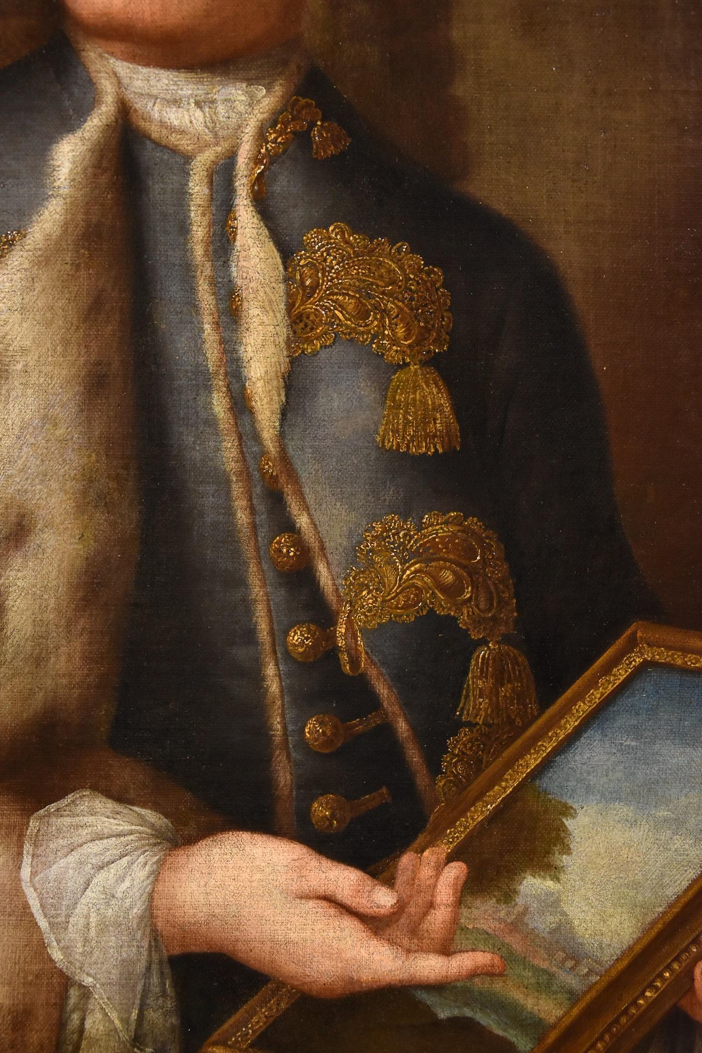 Portrait of an art Collector, Nazari Oil Paint 18th Century Italian Old ...