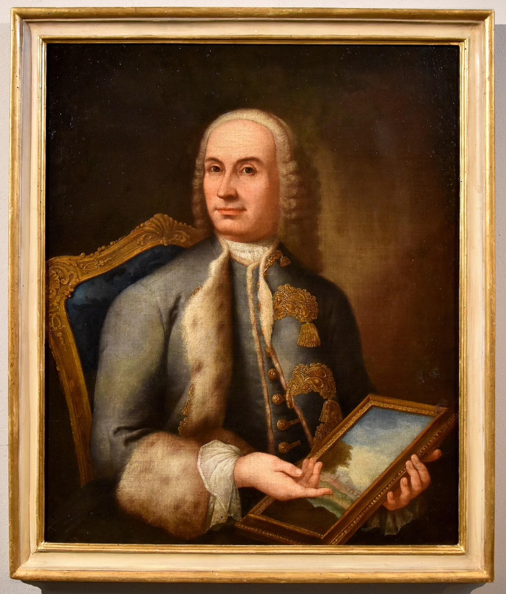 Portrait of an art Collector, Nazari Oil Paint 18th Century Italian Old ...
