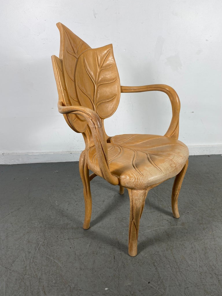 Bartolozzi and Maioli Carved Wooden Leaf Armchair For Sale at 1stDibs