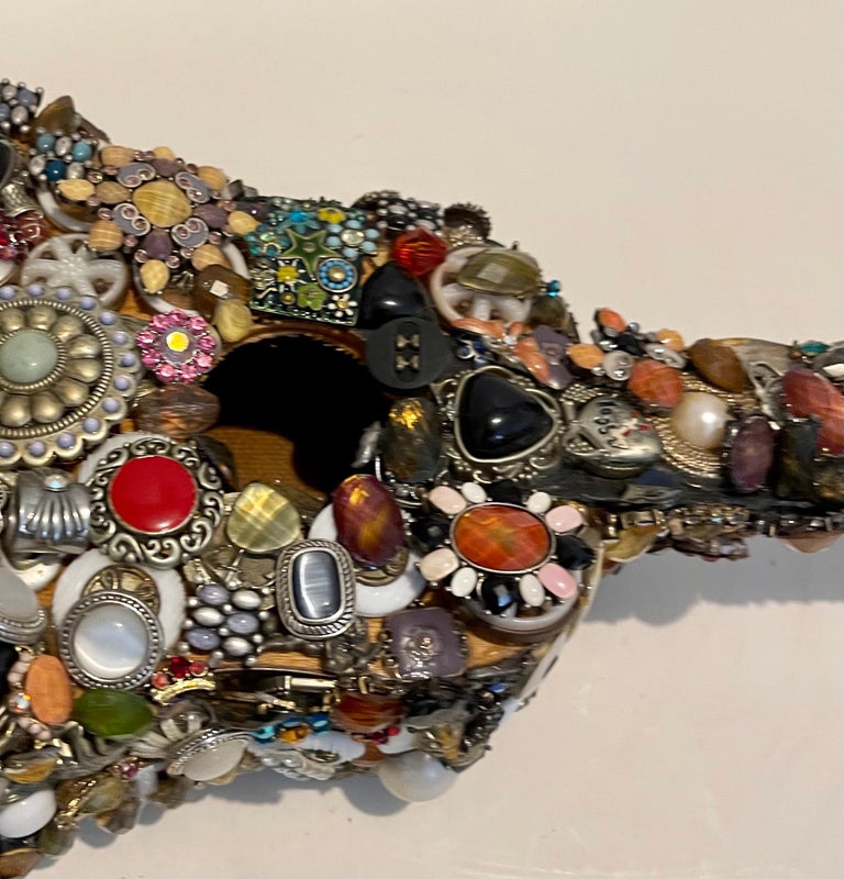Kitsch Folk Art Jewel Encrusted Guitar Sculpture Manner of Barton ...