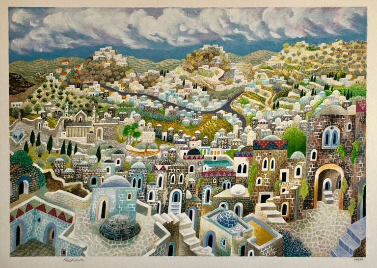 Baruch Nachshon - Large Jerusalem Israeli Judaica Surrealist Lithograph ...