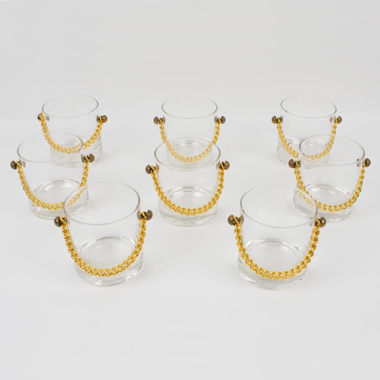 Barware Cocktail Set Ice Bucket and Glass, 9 pieces, 1980s For Sale at ...