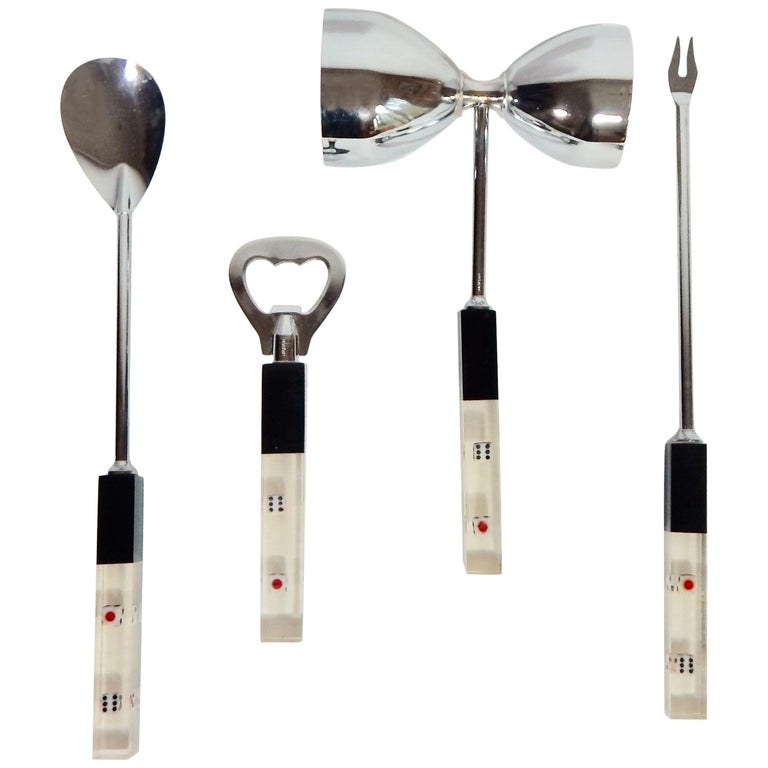 Barware Utensil Set Lucite with Dice, 1950s For Sale at 1stDibs