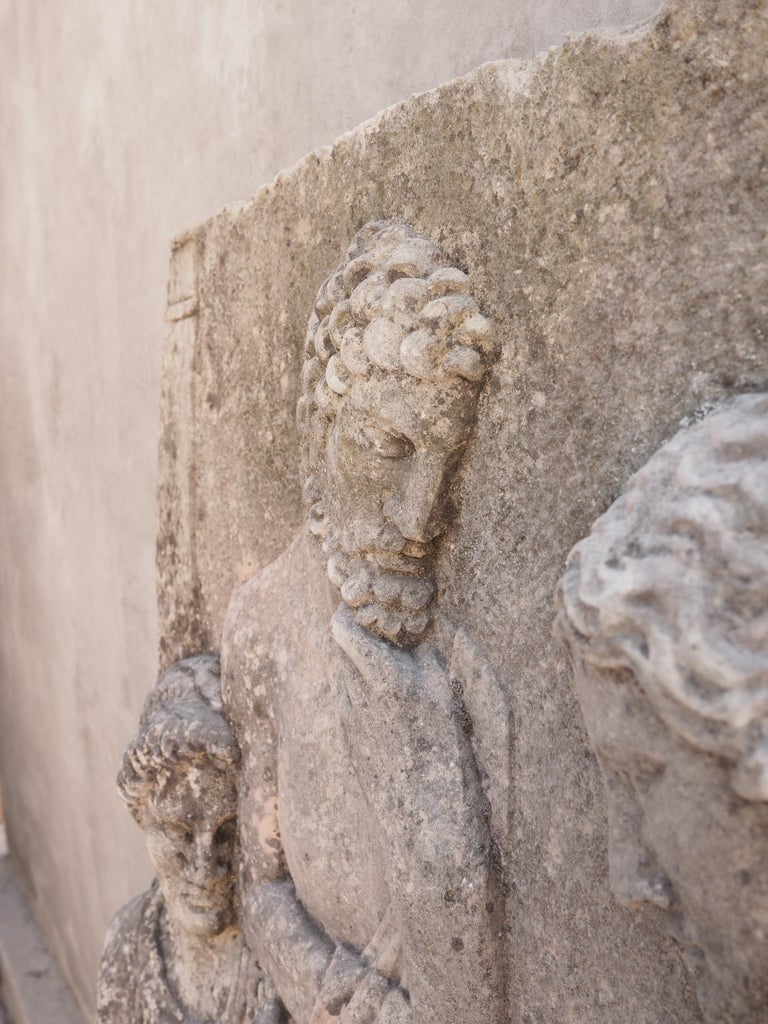 Bas Relief Carved Limestone Plaque Depicting Classical Figures For Sale ...