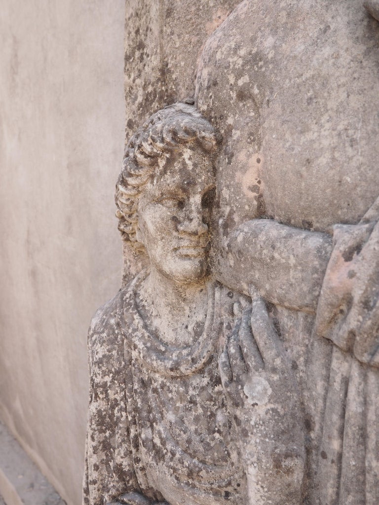 Bas Relief Carved Limestone Plaque Depicting Classical Figures For Sale ...
