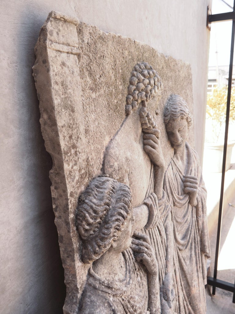 Bas Relief Carved Limestone Plaque Depicting Classical Figures For Sale ...