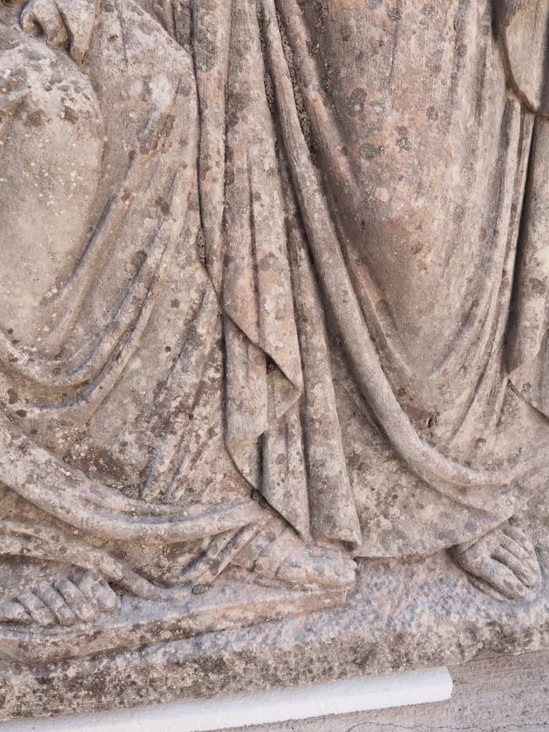 Bas Relief Carved Limestone Plaque Depicting Classical Figures For Sale ...