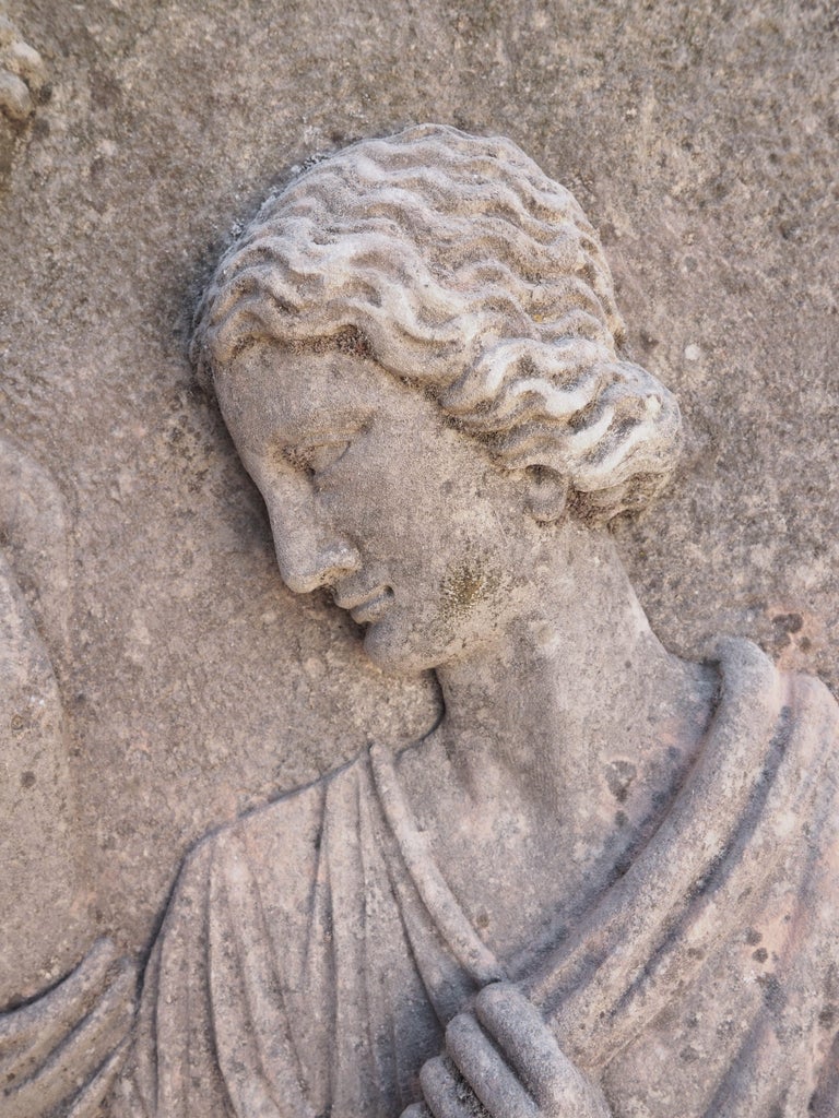 Bas Relief Carved Limestone Plaque Depicting Classical Figures For Sale ...
