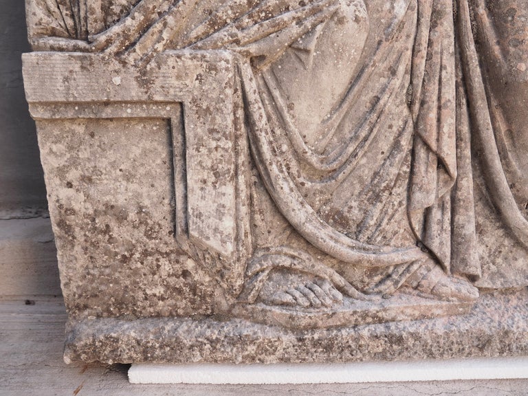 Bas Relief Carved Limestone Plaque Depicting Classical Figures For Sale ...