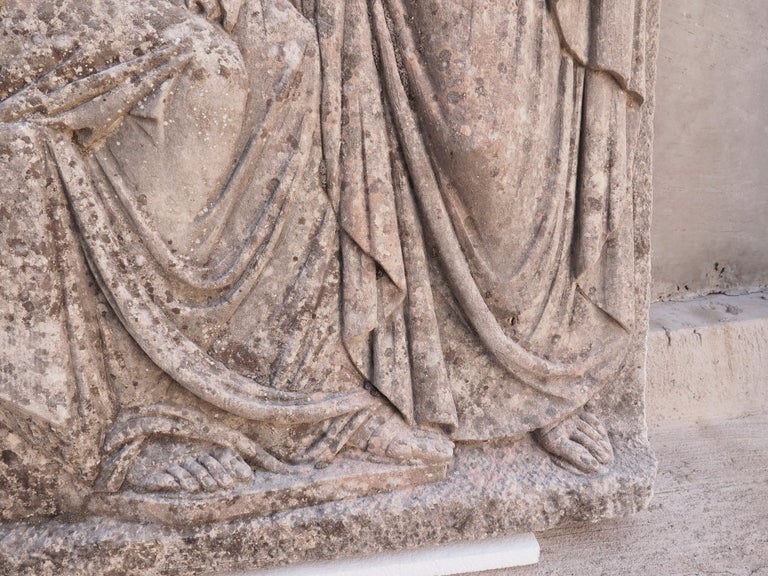 Bas Relief Carved Limestone Plaque Depicting Classical Figures For Sale ...